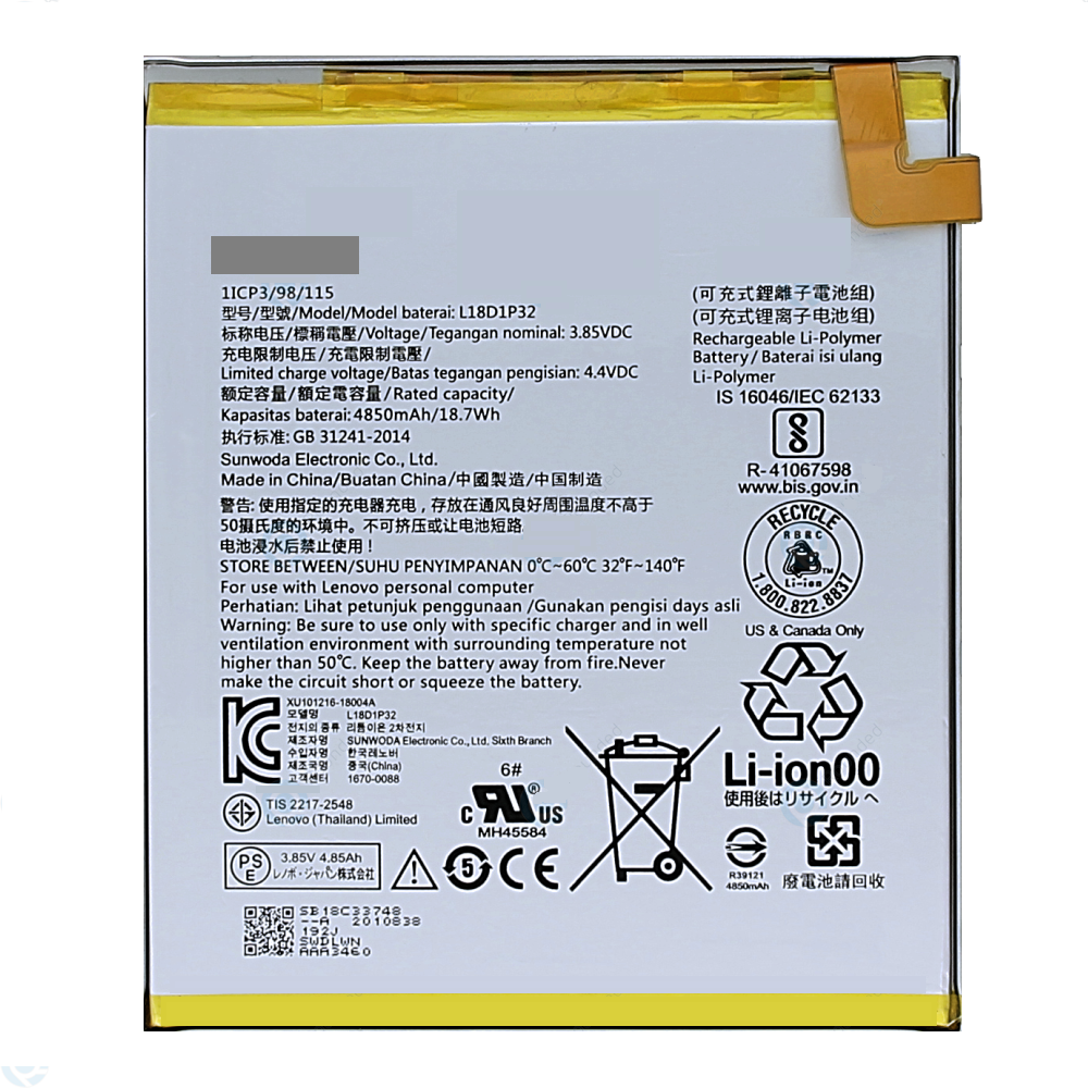 Lenovo Tab M10 Plus TB-X606X TB-X606F Batarya Pil